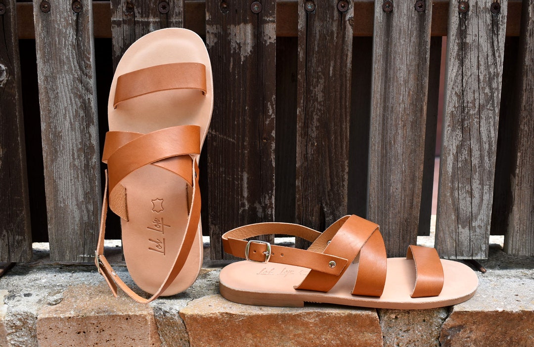 Gladiator Sandals Men, Ancient Greek Leather Slip on Sandals, Open Toe ...