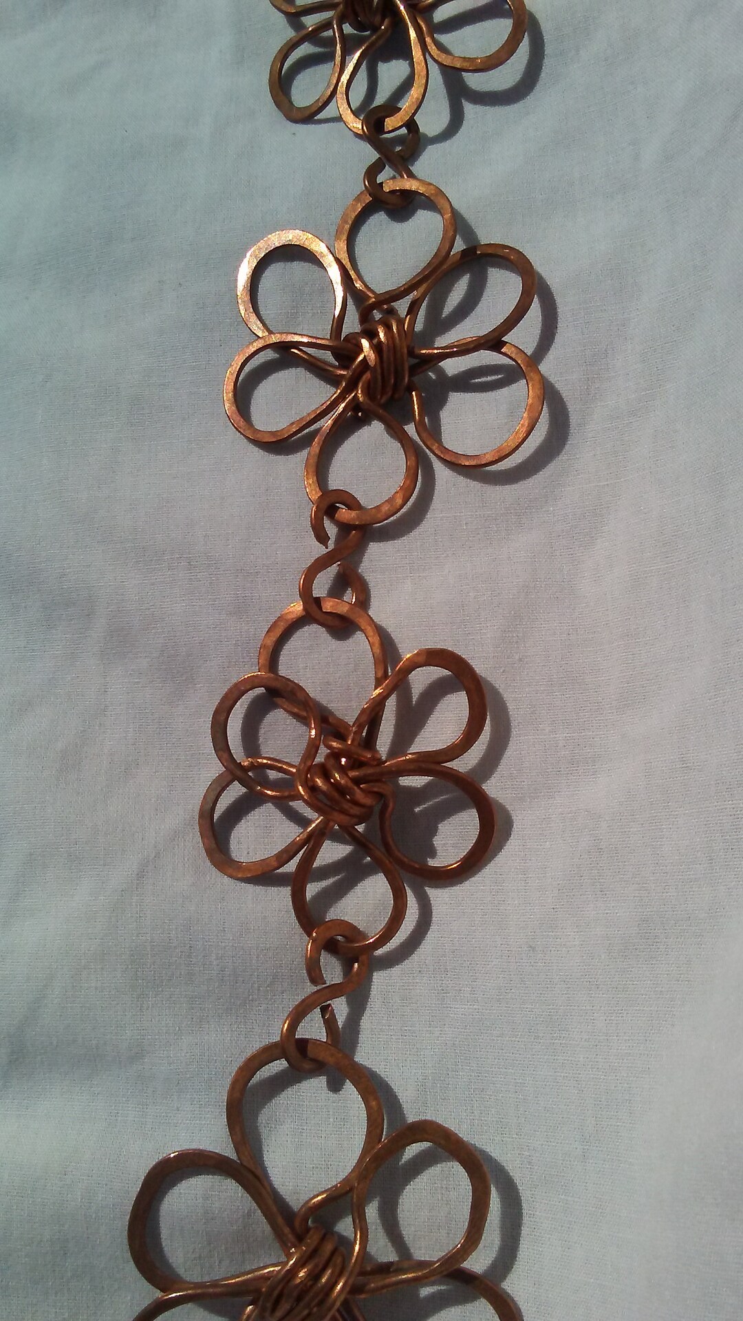 Bracelet Daisy Flower Copper Wire Hammered Ear Rings. - Etsy