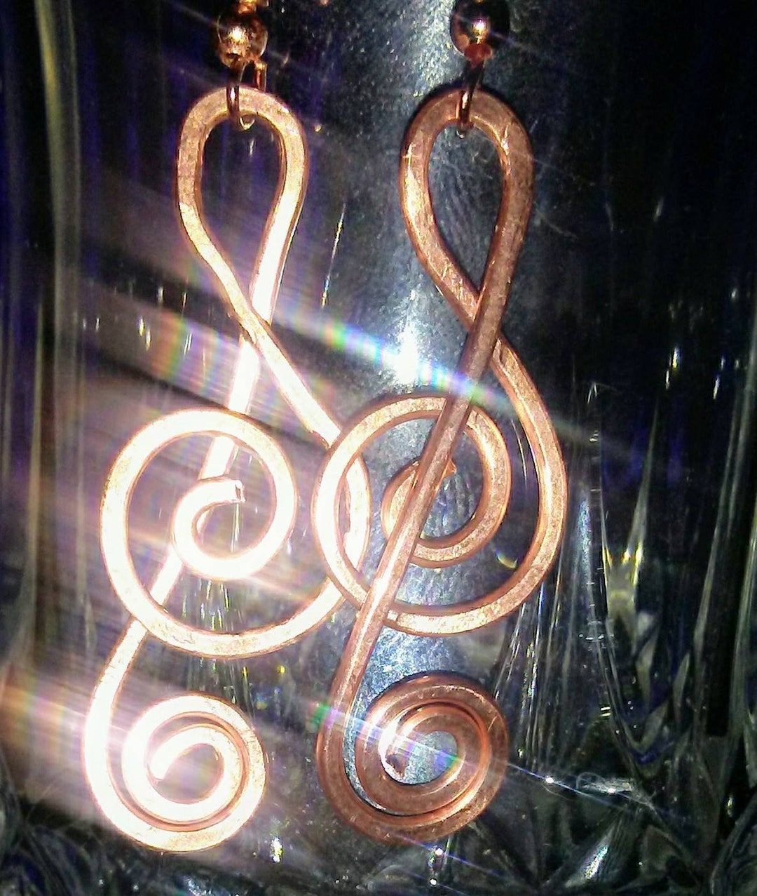 Musical Treble Clef Music Note Handmade Earrings Upcycled Copper Wire ...
