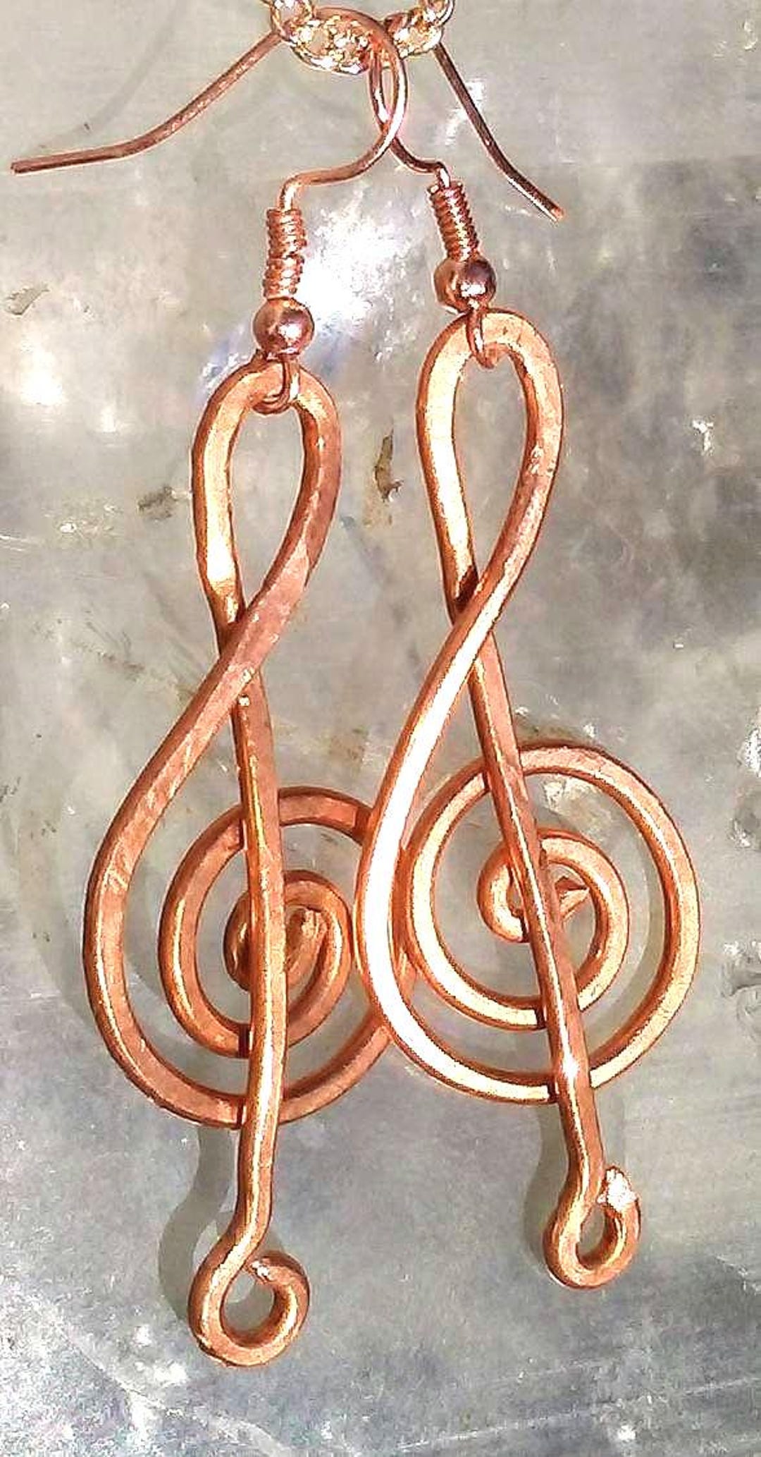 Musical Treble Clef Music Note Handmade Earrings Upcycled Copper Wire ...