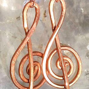 Musical Treble Clef Music Note Handmade Earrings Upcycled Copper Wire ...