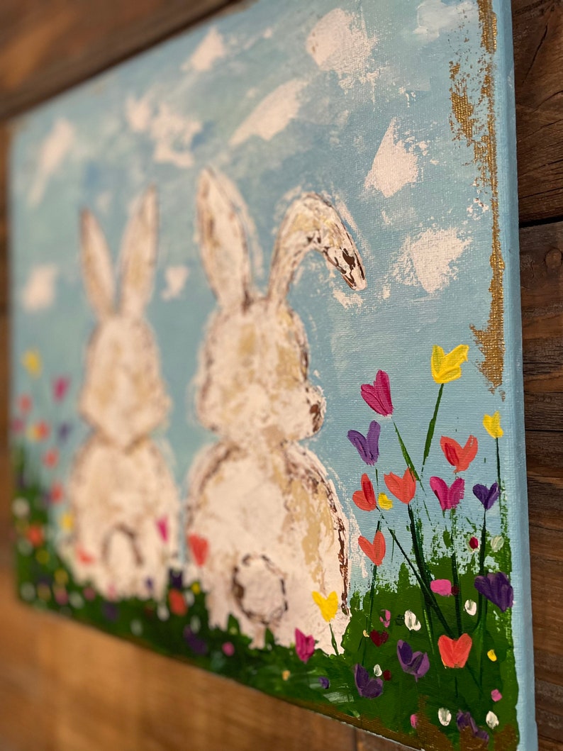 Easter Bunnies in Spring Painting. FREE SHIPPING! - Etsy