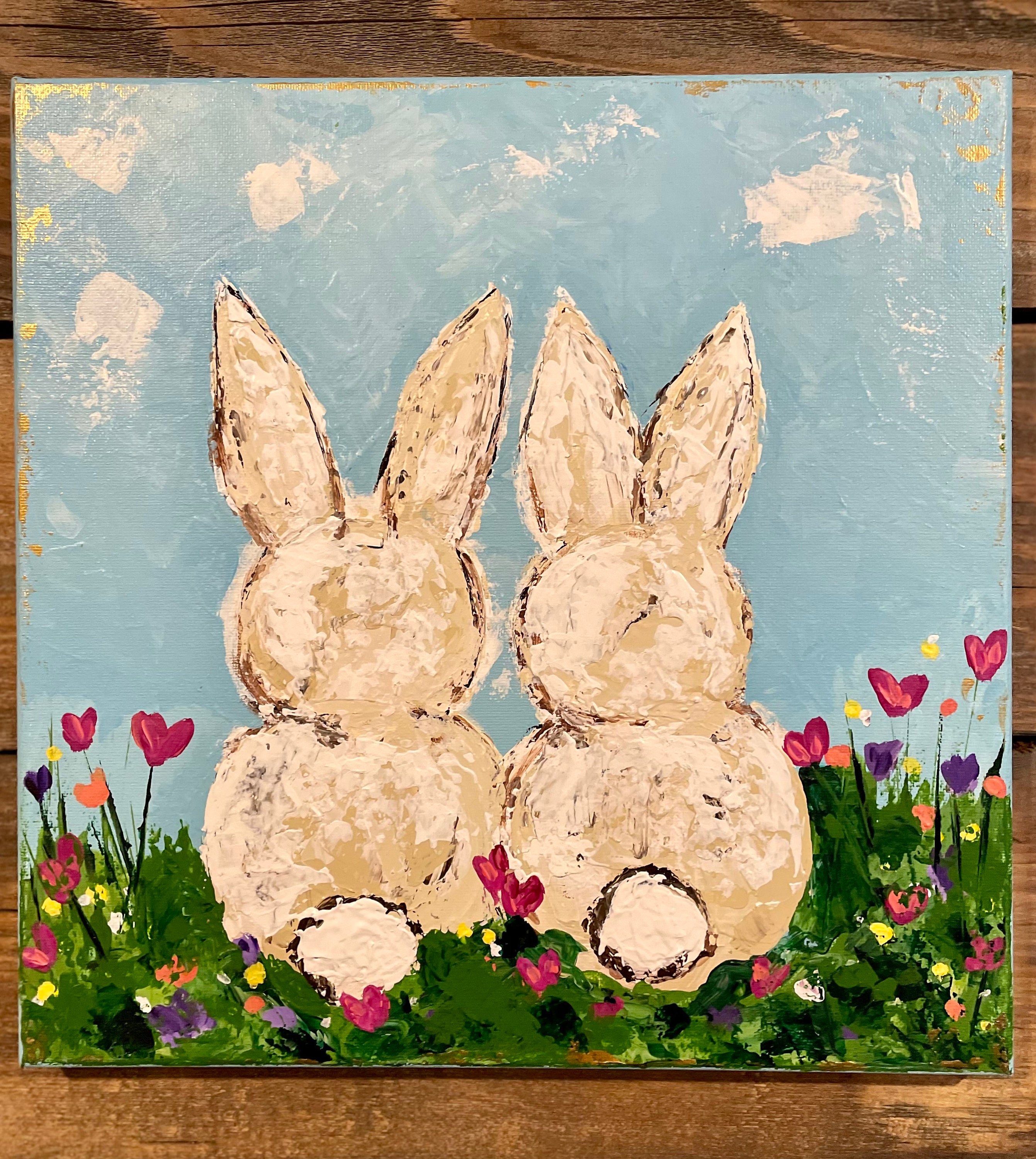 Easter Bunnies in Spring Painting. FREE SHIPPING! - Etsy