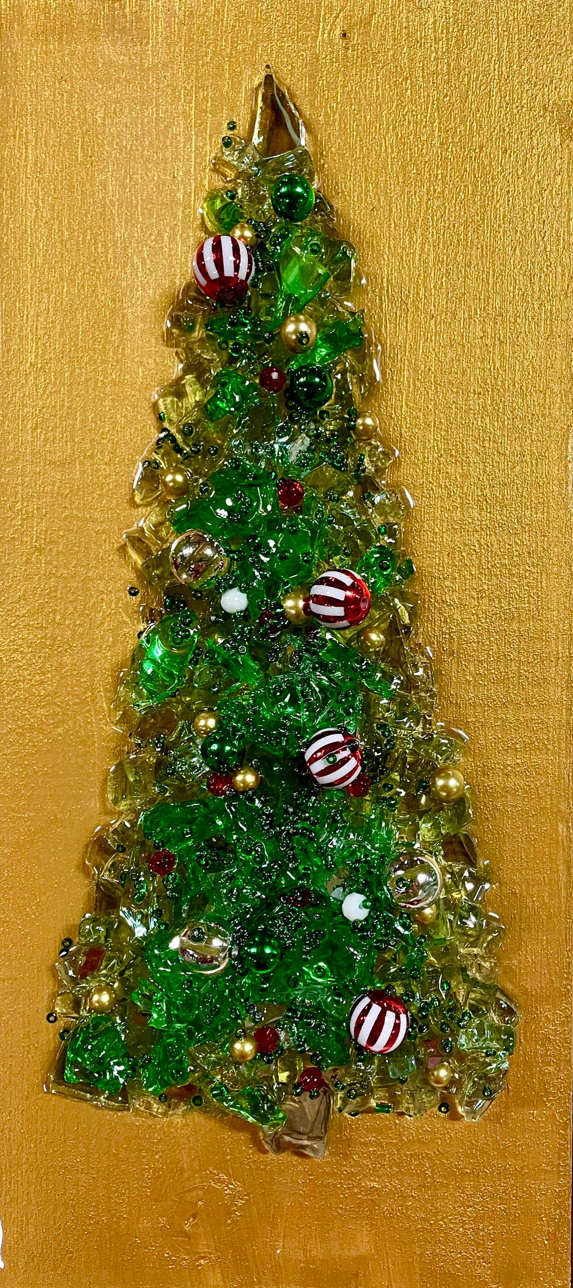 Crushed Glass Christmas Trees on Wood FREE SHIPPING - Etsy