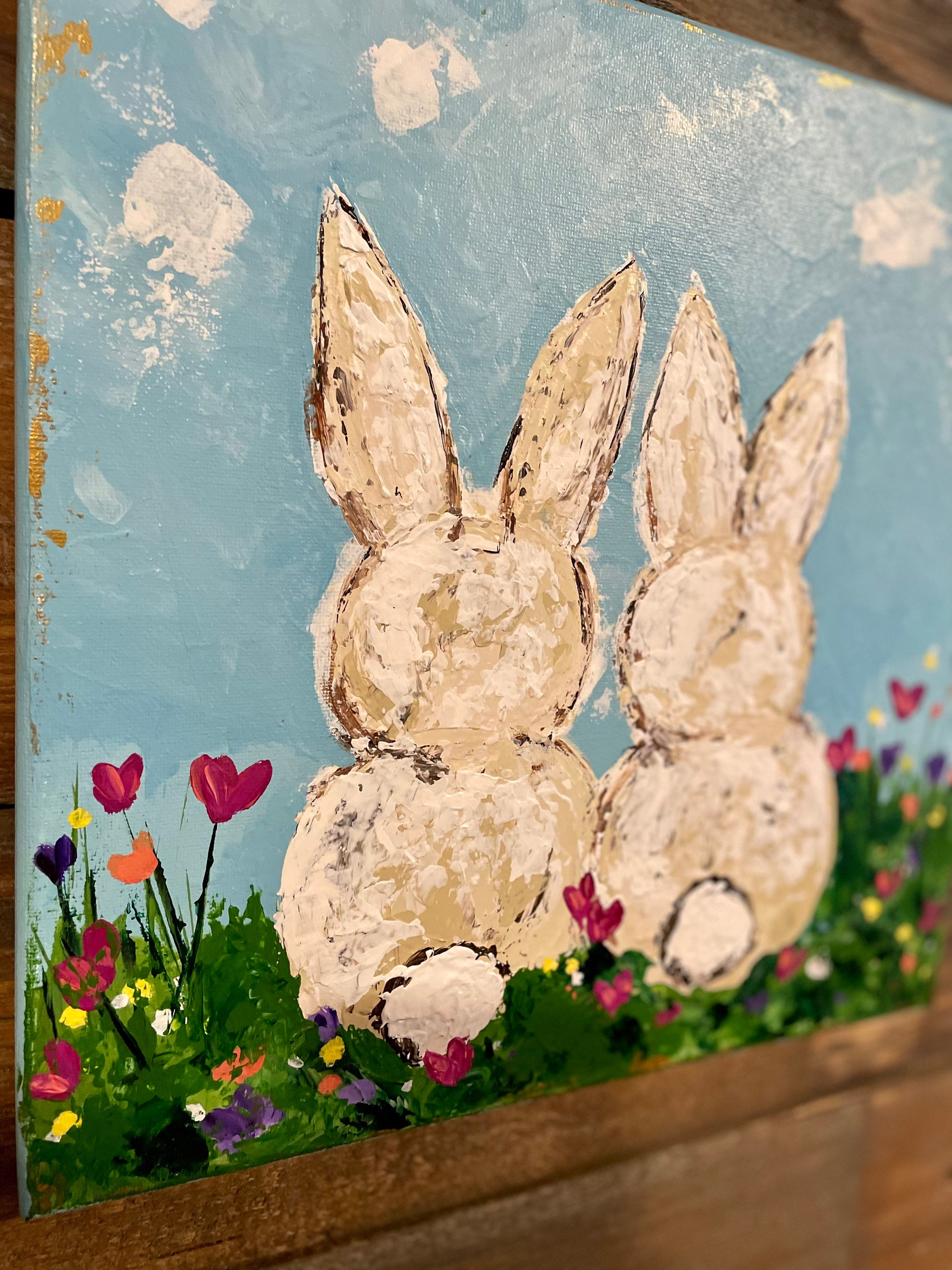 Easter Bunnies in Spring Painting. FREE SHIPPING! - Etsy