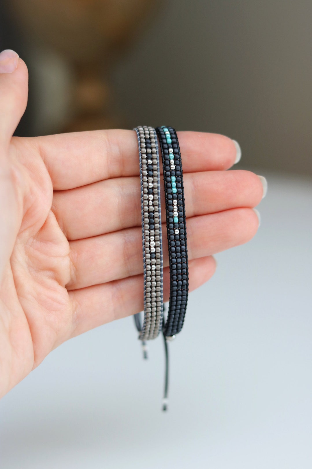 Custom Morse Code Couple Bracelet Set: Sterling Silver Beads, Long ...