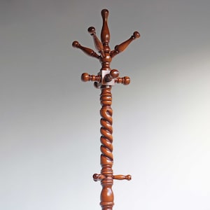 Vintage Free Standing Coat Rack Turned Wood Barley Twist Traditional ...