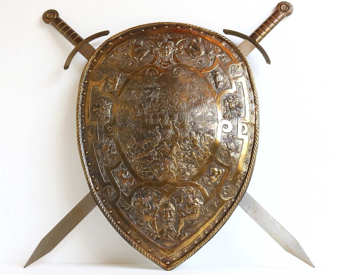Wall Armor Shield Medieval Style Vintage Brass Wall Hanging Knight ...