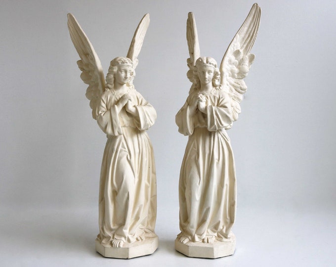 Beautiful Big Pair Antique Terracotta Angels Sculpture Antique Vintage ...
