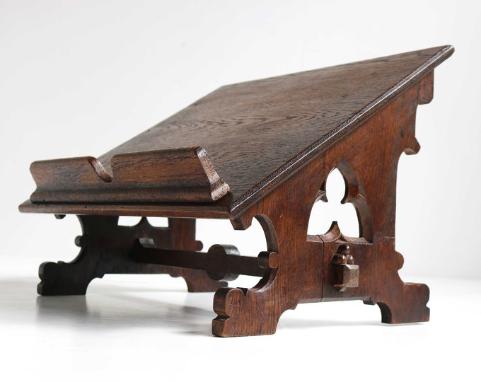 Antique Hand Carved Oak Gothic Revival Bible Stand Religious Church ...