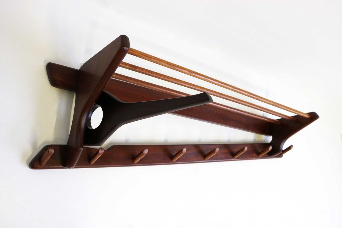 Midcentury Teak Entryway Shelf: Dutch Design Coat Rack - Etsy