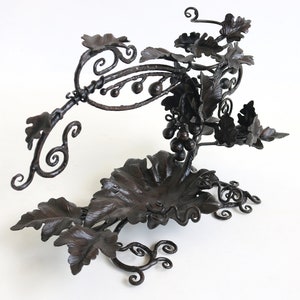 Antique Wine Theme Desk Top Pen Ink Stand Wrought Iron Bunch of Grapes ...