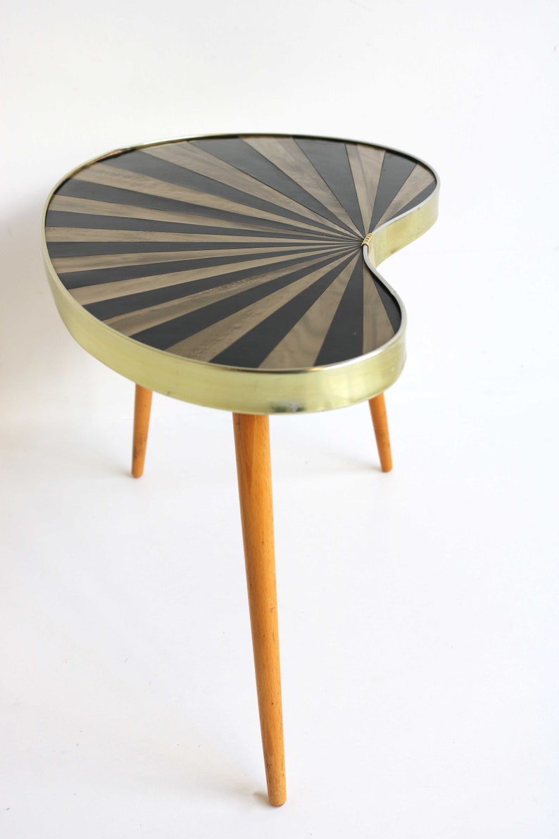 Vintage Kidney-shaped Side Table Plant Table Sun Rays Mid - Etsy