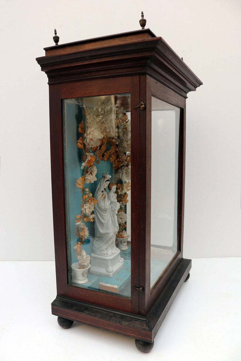 19th Century Display Cabinet Shrine Virgin Mary in Porcelain - Etsy