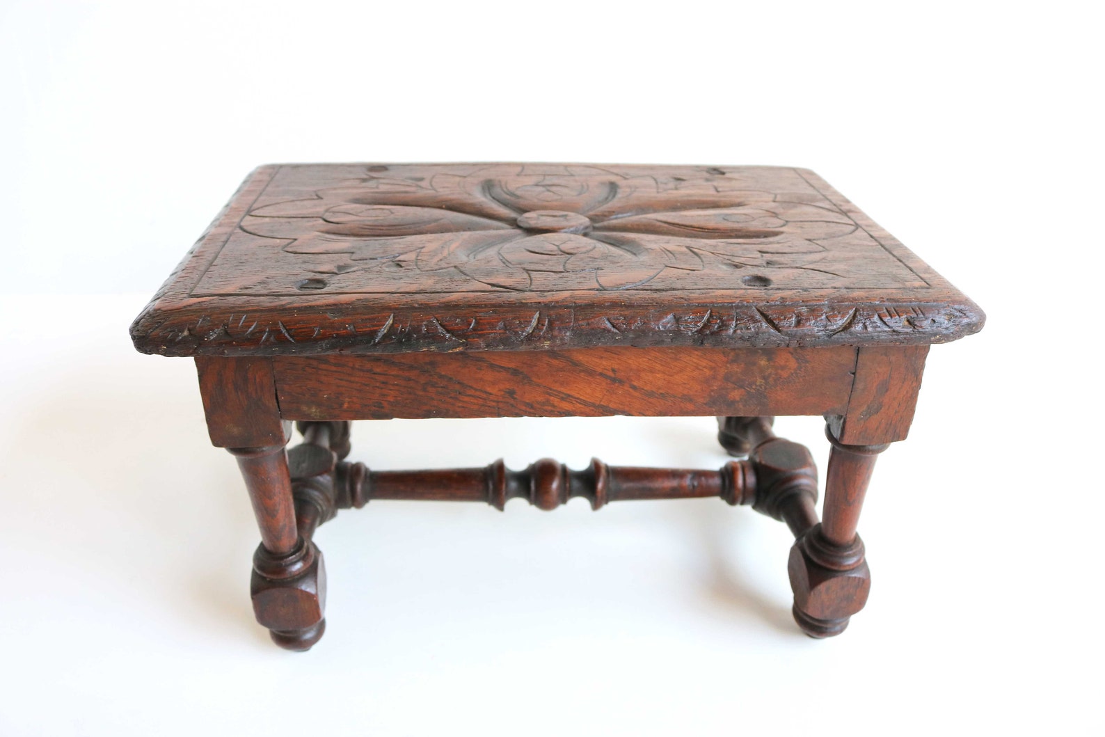 Small Antique Victorian English Stool Tiny Hand Carved Kettle - Etsy