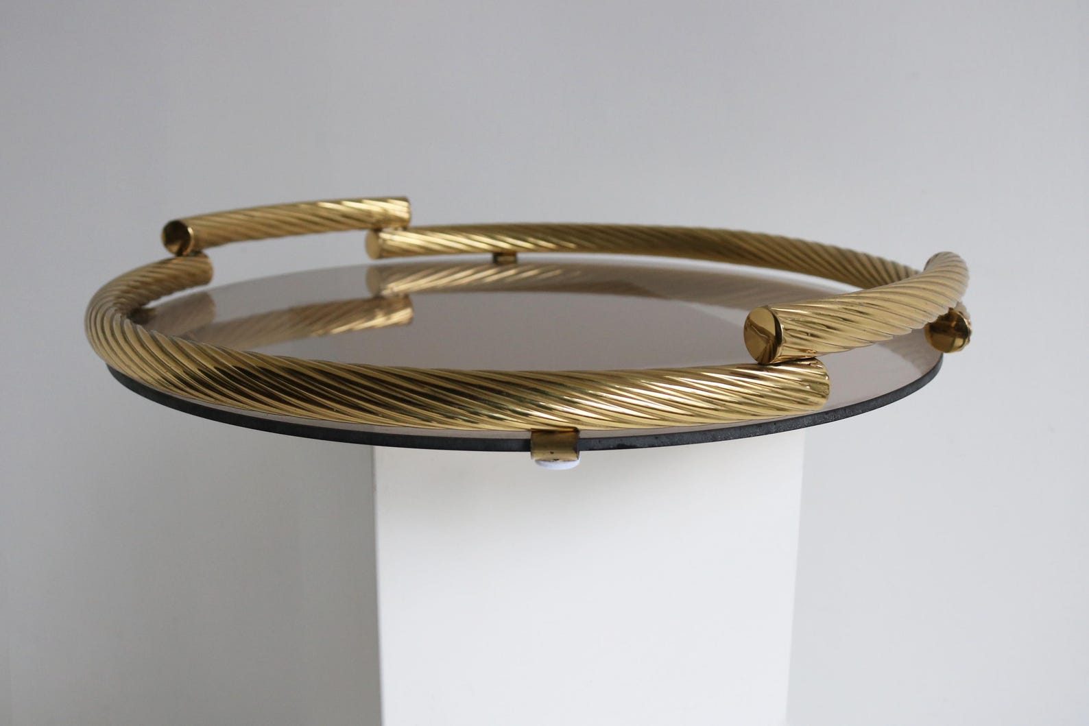 Dimart Milano 24-karat Gold-plated Brass Italian Round Tray With Smoked ...