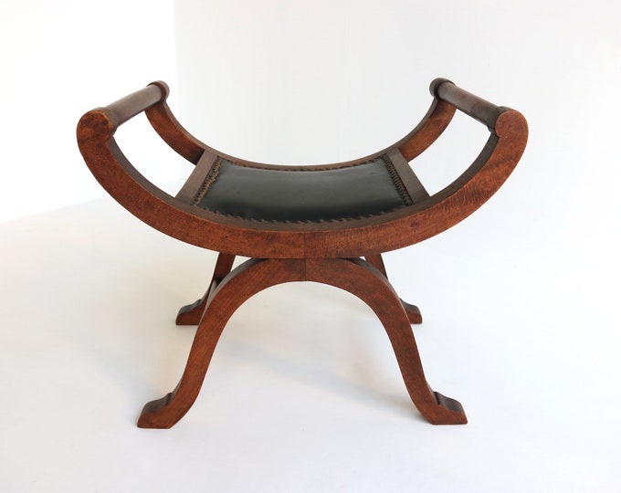 Antique English Wooden X-frame Stool Ottoman Footstool Tabouret Side ...