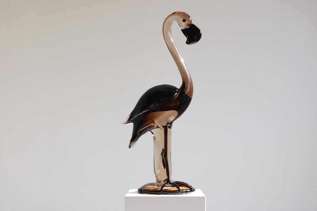 Murano Glass Flamingo Sculpture: Mid-century Italian Art Glass, Signed ...