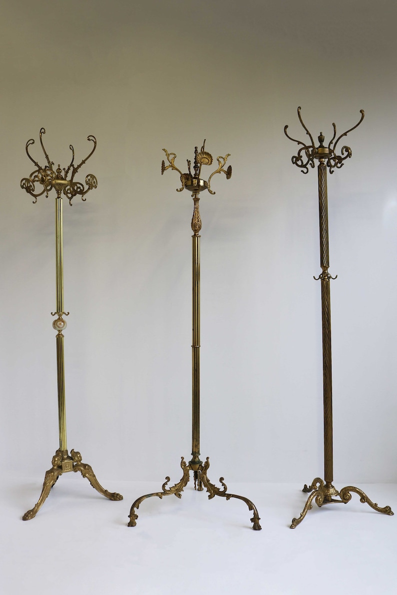 Ornate Brass Free Standing Coat Rack Centerpiece Round Marble | Etsy