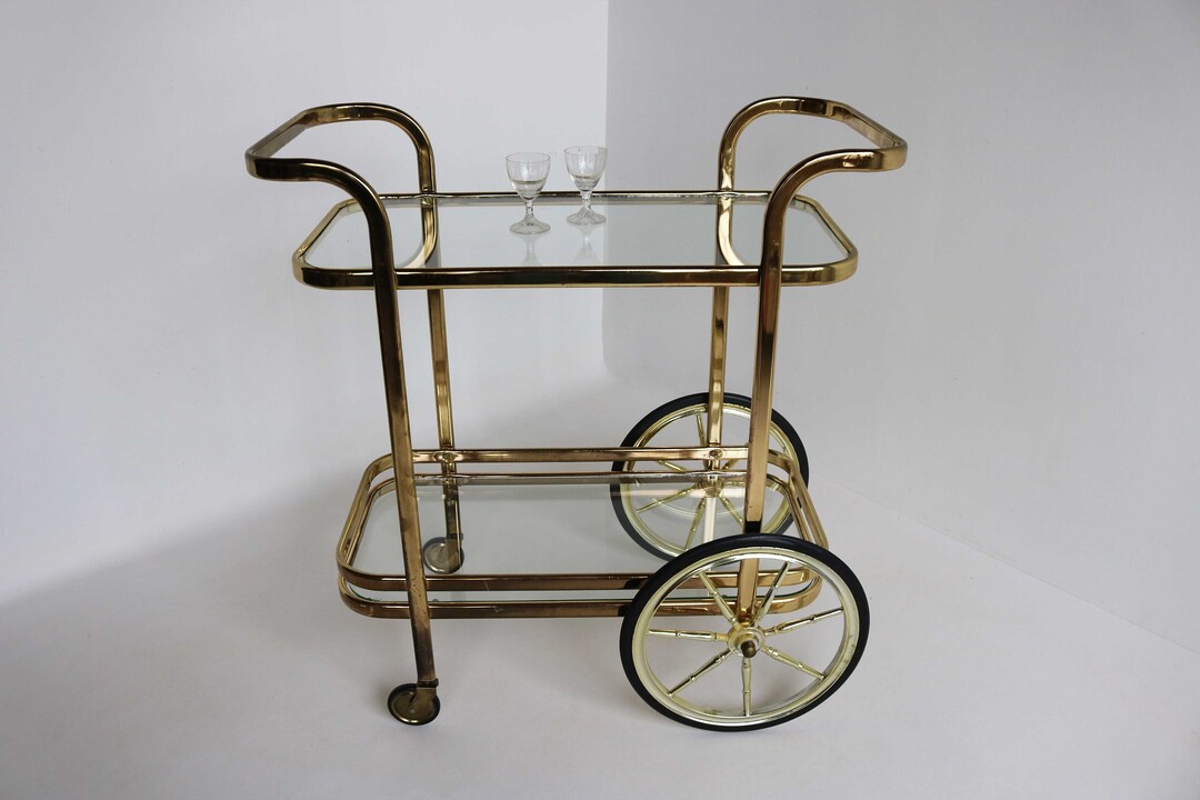Mid-century Golden Bar Cart Tea Cart Cocktail Cart Entertainment Cart ...