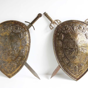 Wall Armor Shield Medieval Style Vintage Brass Wall Hanging Knight ...