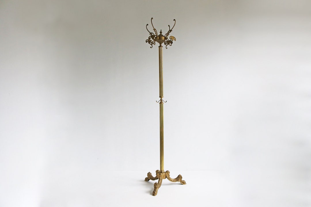 Brass Antique Style Free Standing Italian Coat Hat Rack Hollywood ...