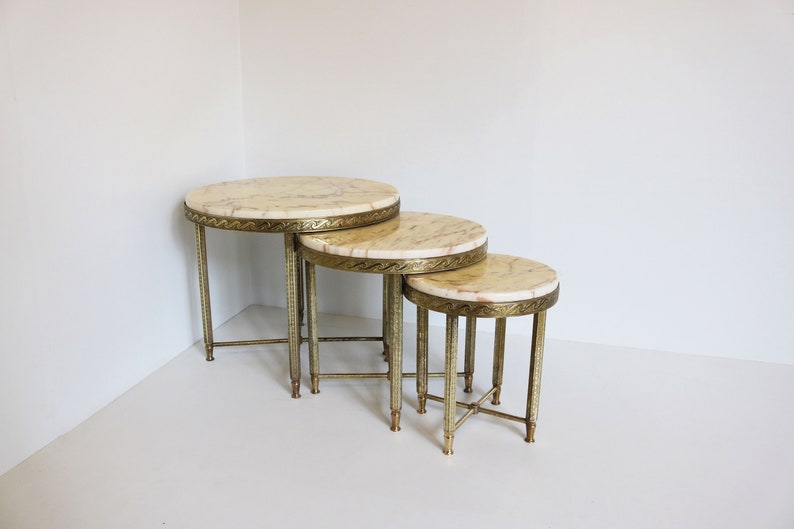 Midcentury Heavy Italian Round Casted Brass Marble Nesting - Etsy
