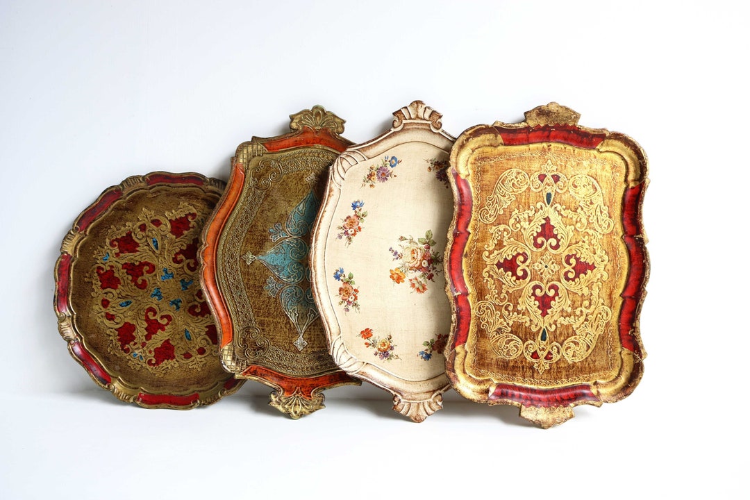 Set of Four Italian Florentine Trays Gilded Florentine Style Serving ...