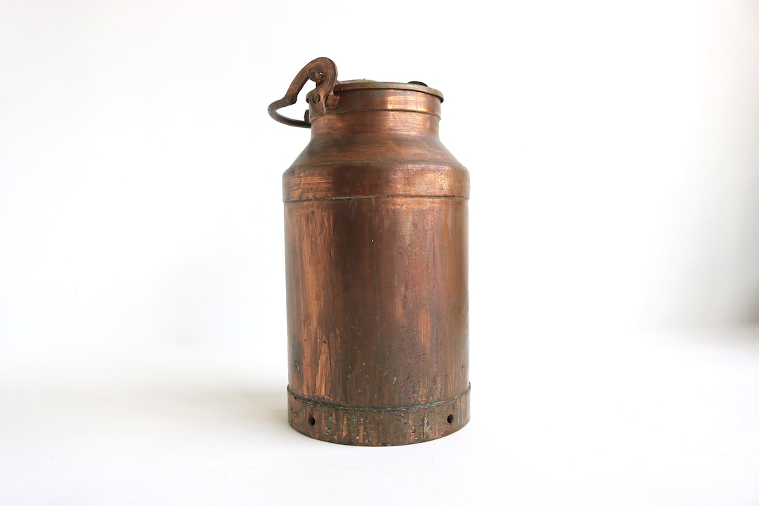 Rustic 19th Century Patinated Copper Plated Milk Container Can Farm ...