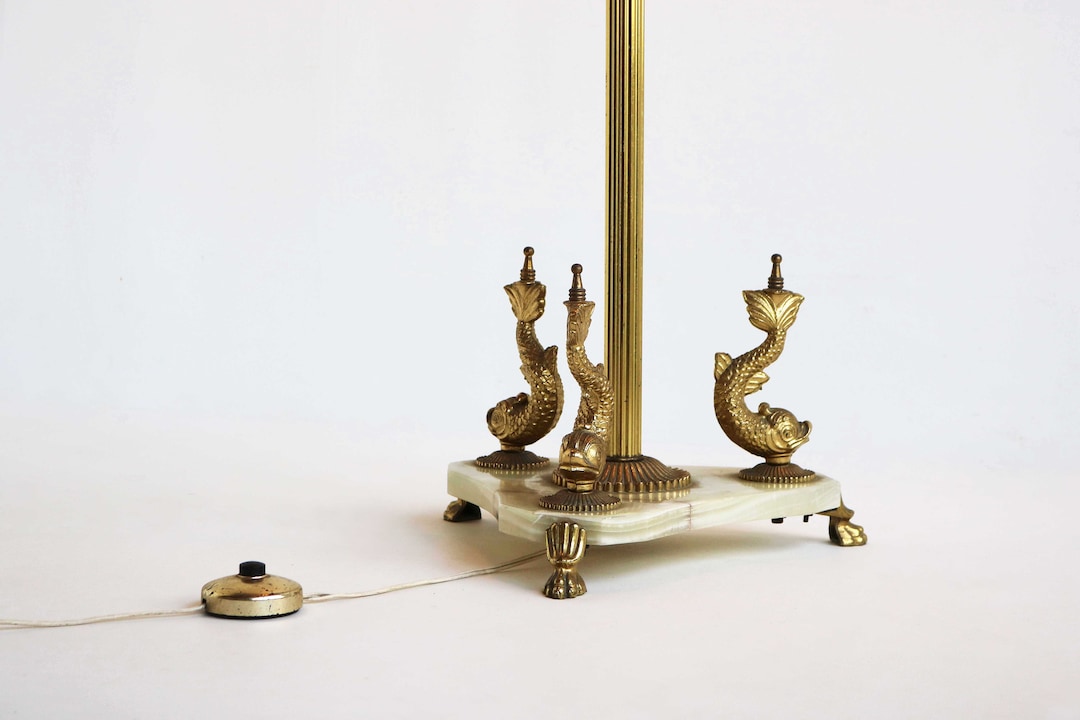 Mid Century Italian Marble, Onyx and Casted Brass Regency Floor Lamp ...