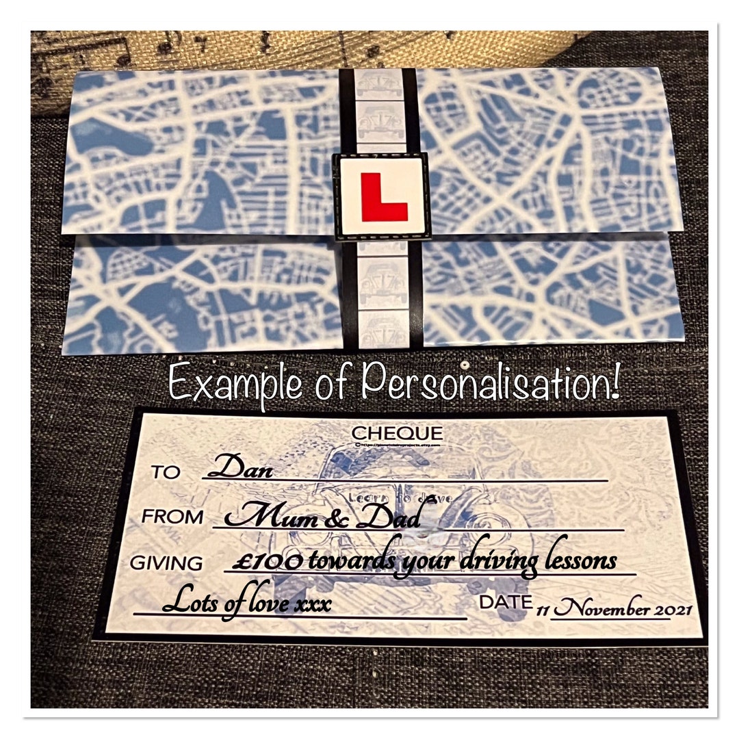 Driving Lessons Personalised Cheque/money Wallet, Colour Choice Driving ...