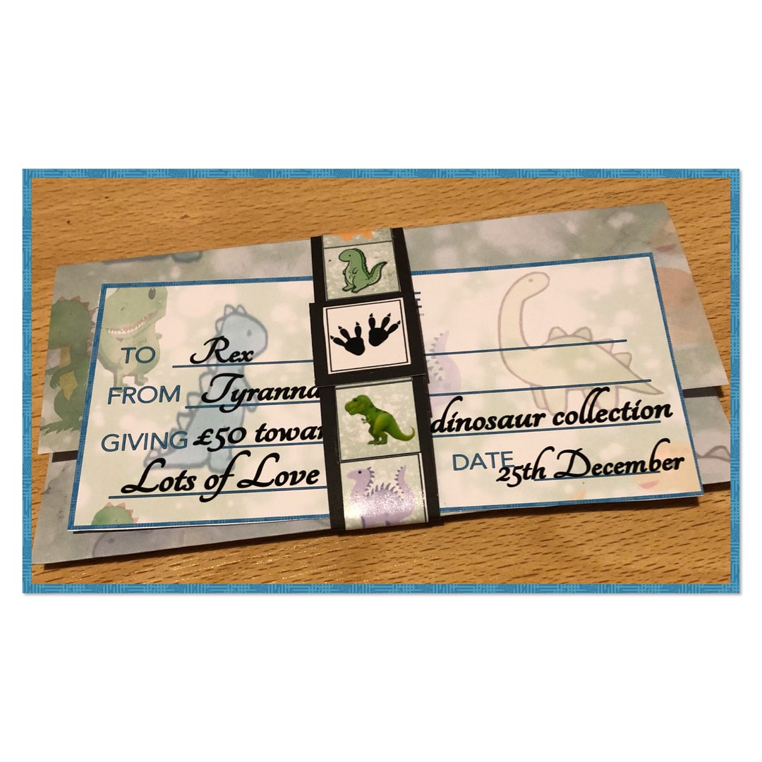 Dinosaur Personalised Cheque/money Wallet, Dinosaur Gift Idea, Children ...