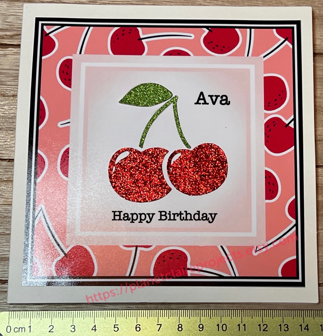 Cherry Birthday Card, Fruit Inspired Card, Handcrafted Gift Card ...