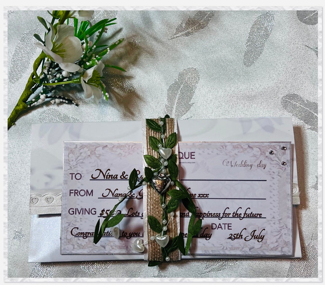 Wedding Personalised Money Wallet , Wedding Personalised Cheque / Money ...
