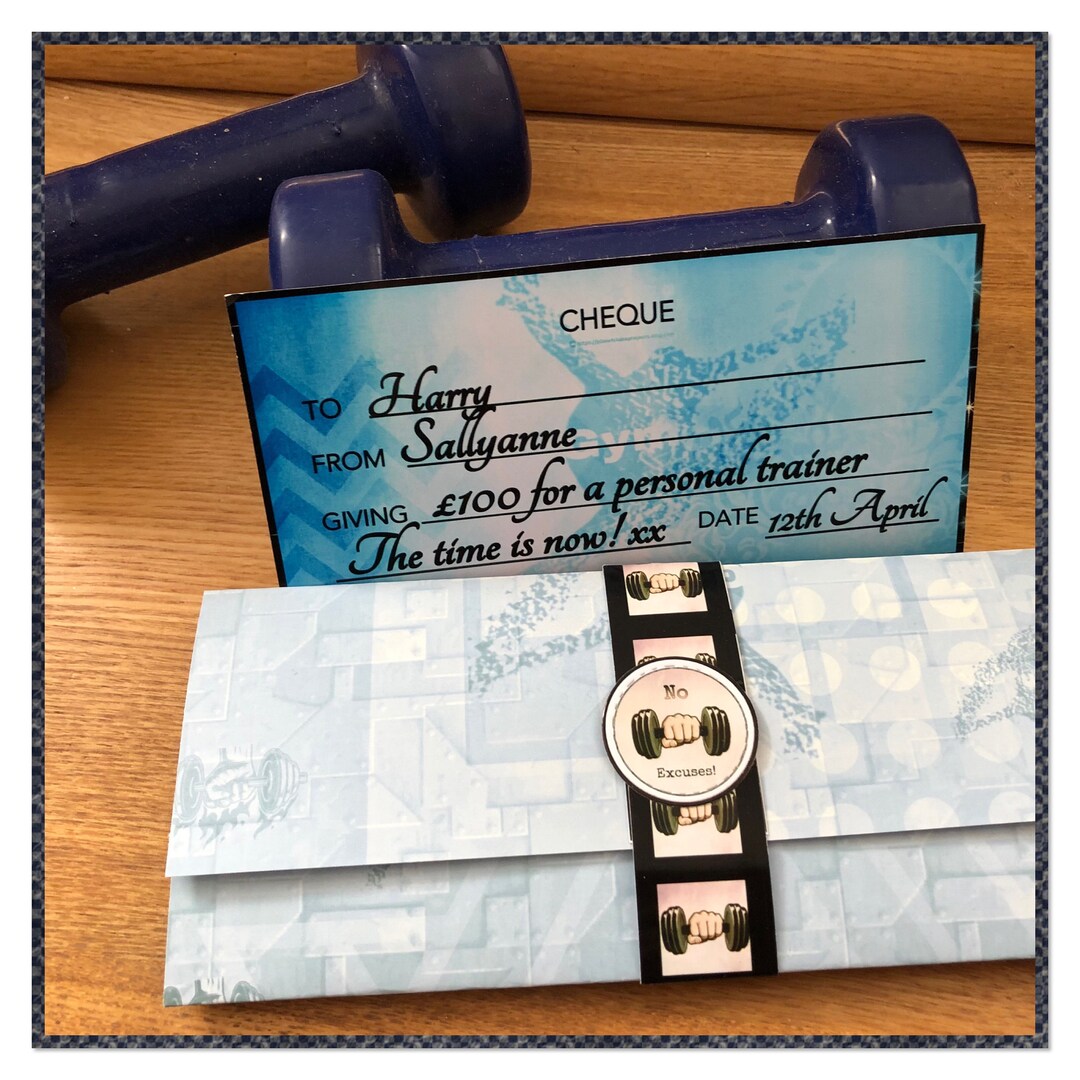 Personalised Gym Exercise Cheque/ Money Wallet, Fitness Birthday Gift ...