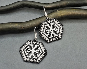 Geometric Beaded Earrings Patterns Beading Pattern Seed Bead - Etsy