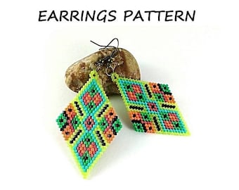 Beaded Earrings Patterns Beading Pattern Geometric Seed Bead | Etsy