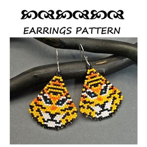 TIGER Beaded Earrings Pattern Teardrop Beading Pattern Seed - Etsy