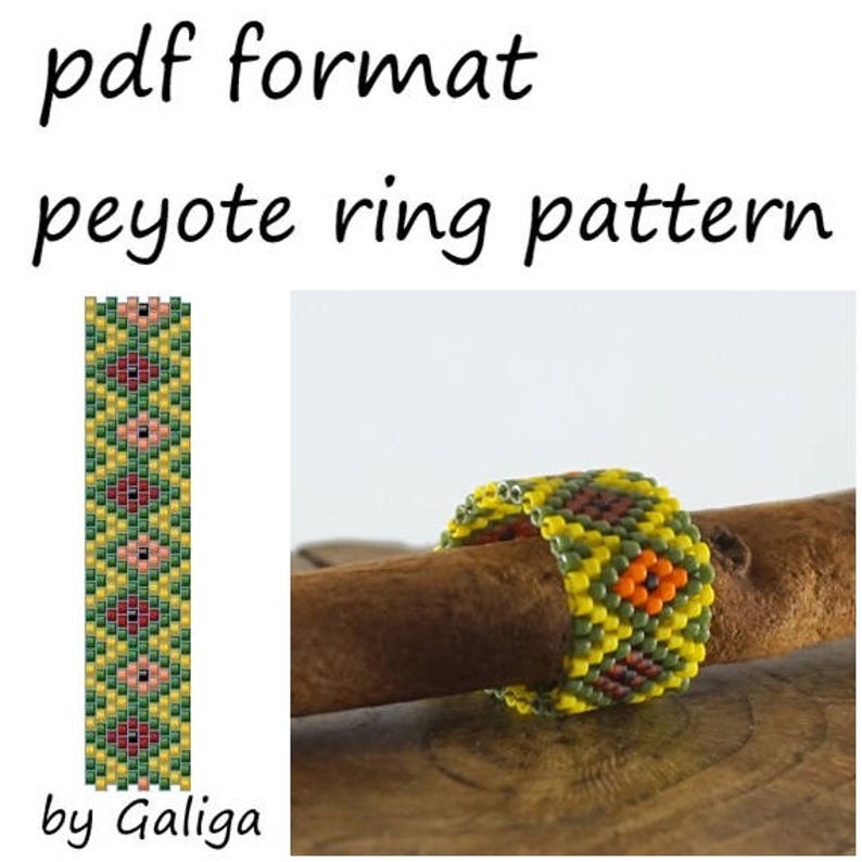 Peyote Ring Pattern Jewelry Making Yellow Green Ring Tutorial - Etsy