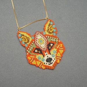 Beaded Fox Pattern Jewelry Making Beading Design Cute Fox Face Seed ...