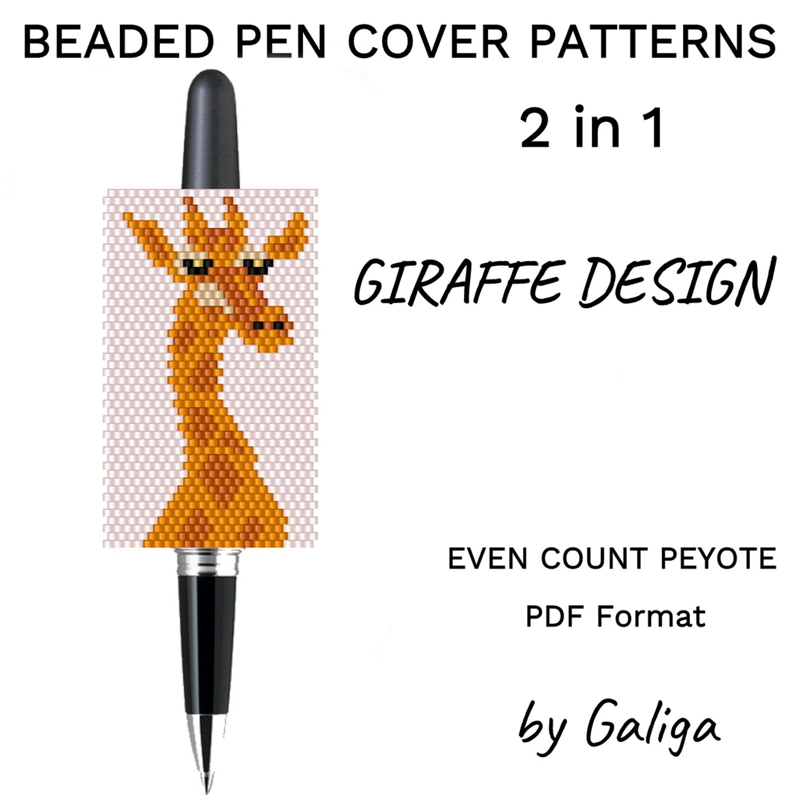 Giraffe Pen Cover Pattern Beaded African Animal DIY Seed Bead Pen Wrap ...