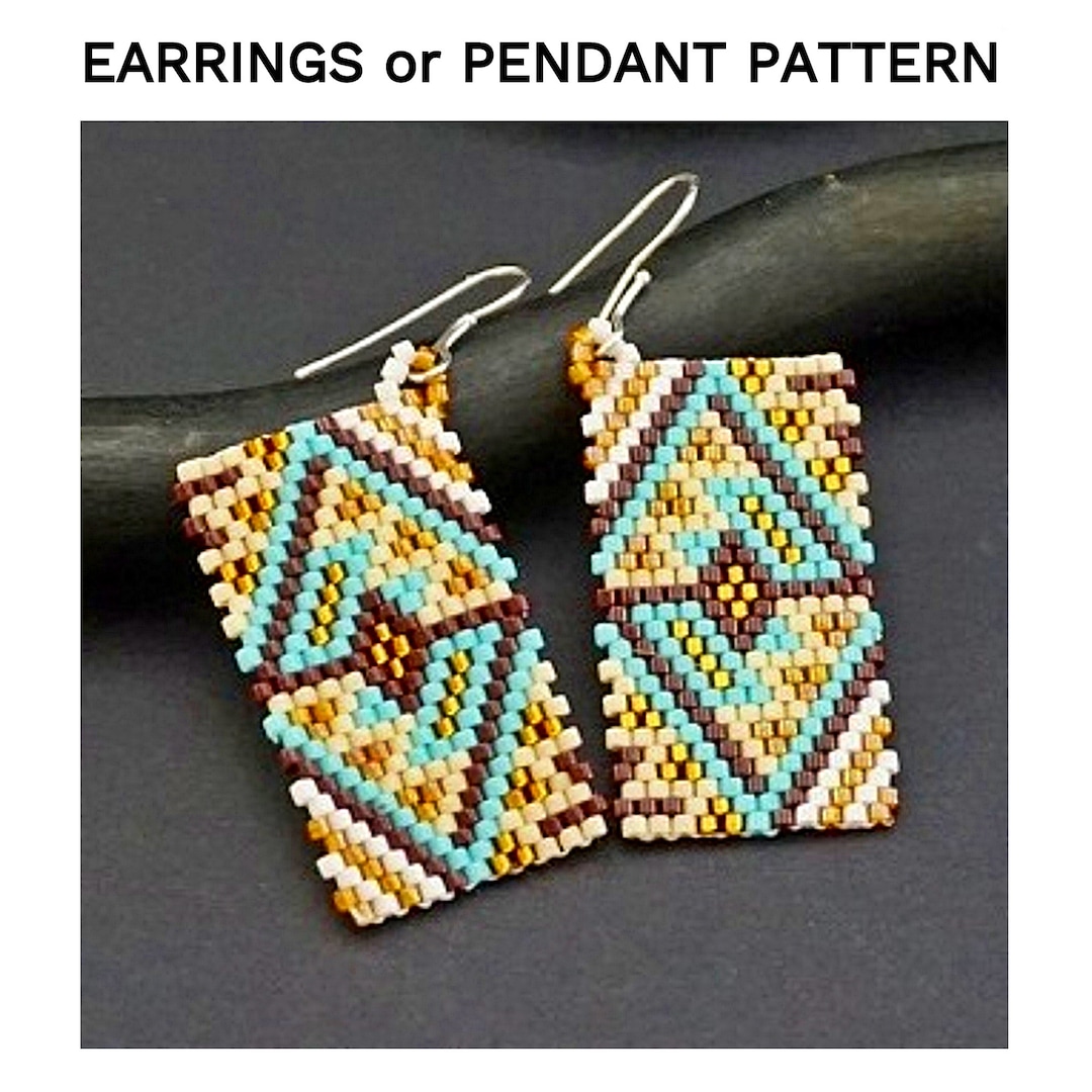 Beaded Earrings Patterns, Beading Pattern, Geometric Seed Bead Pattern ...
