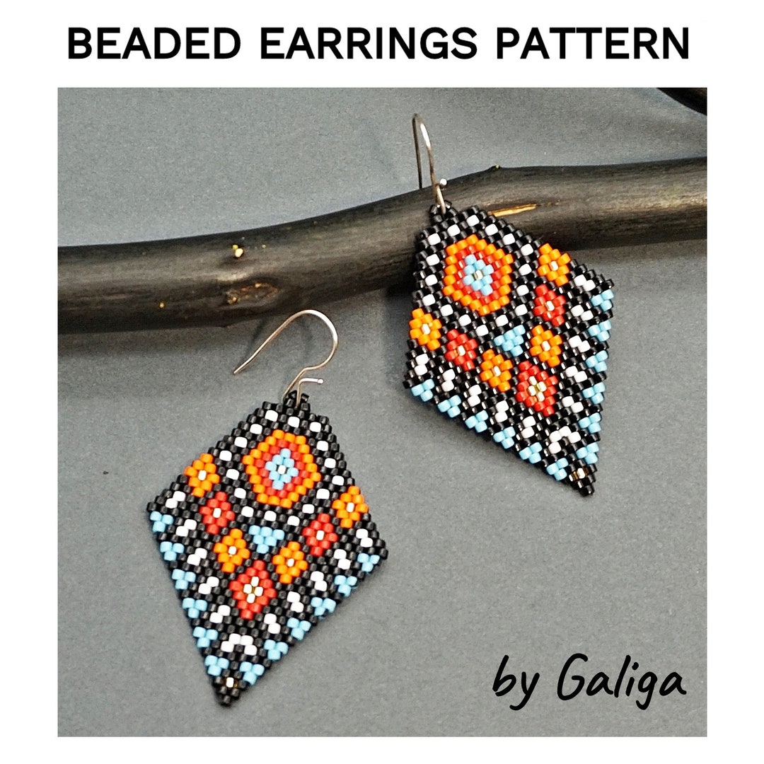 Diamond-shaped Beaded Earrings Pattern for Beading Jewelry Making Brick ...