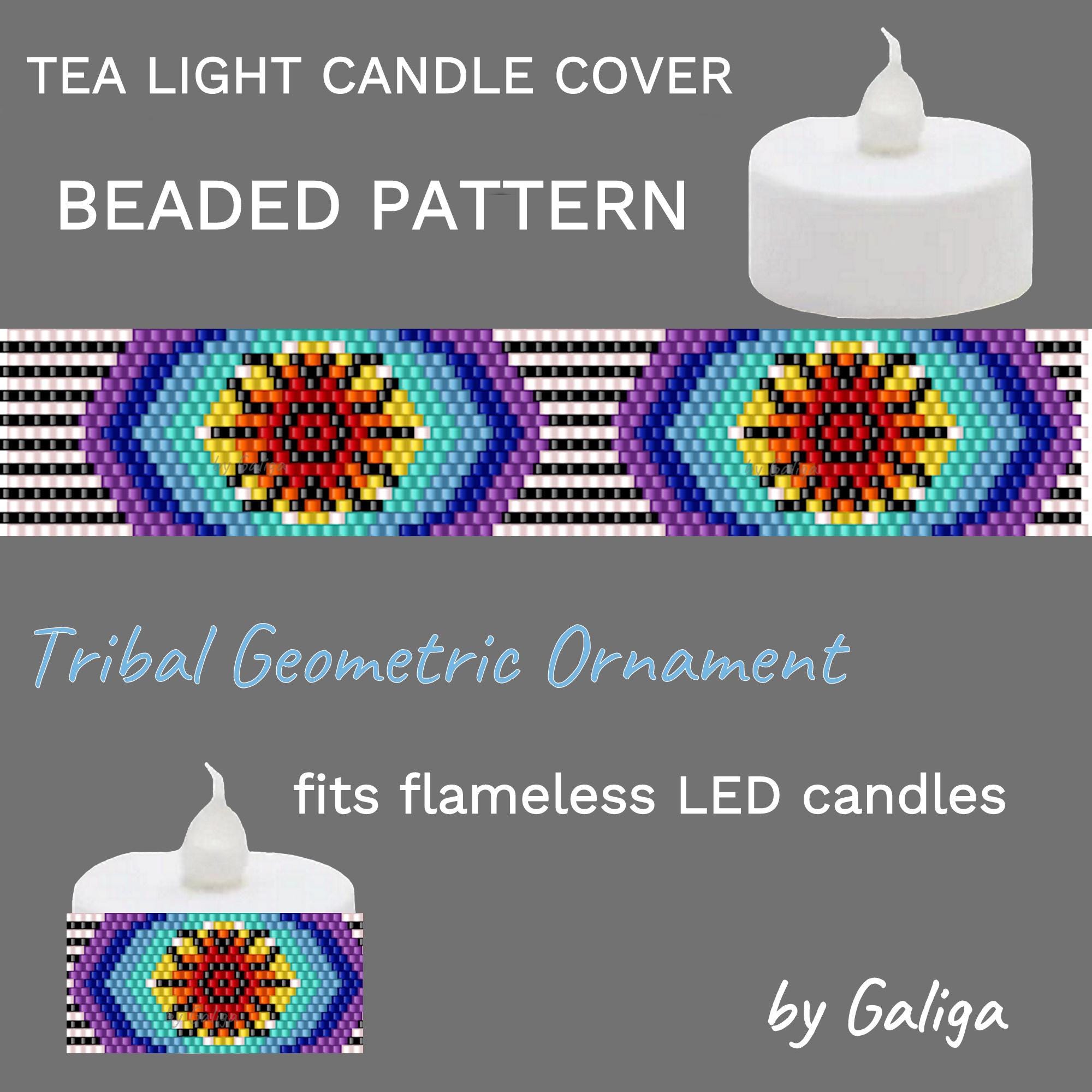 Beaded Candle Cover Pattern Tribal Geometric Ornament Peyote Beading ...