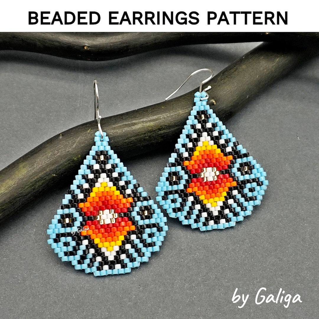 Teardrop Beaded Earrings Pattern, Beading Pattern, Seed Bead Pattern ...