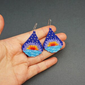 Ocean Sunset Beaded Earrings Pattern, Beading Pattern, Seed Bead ...