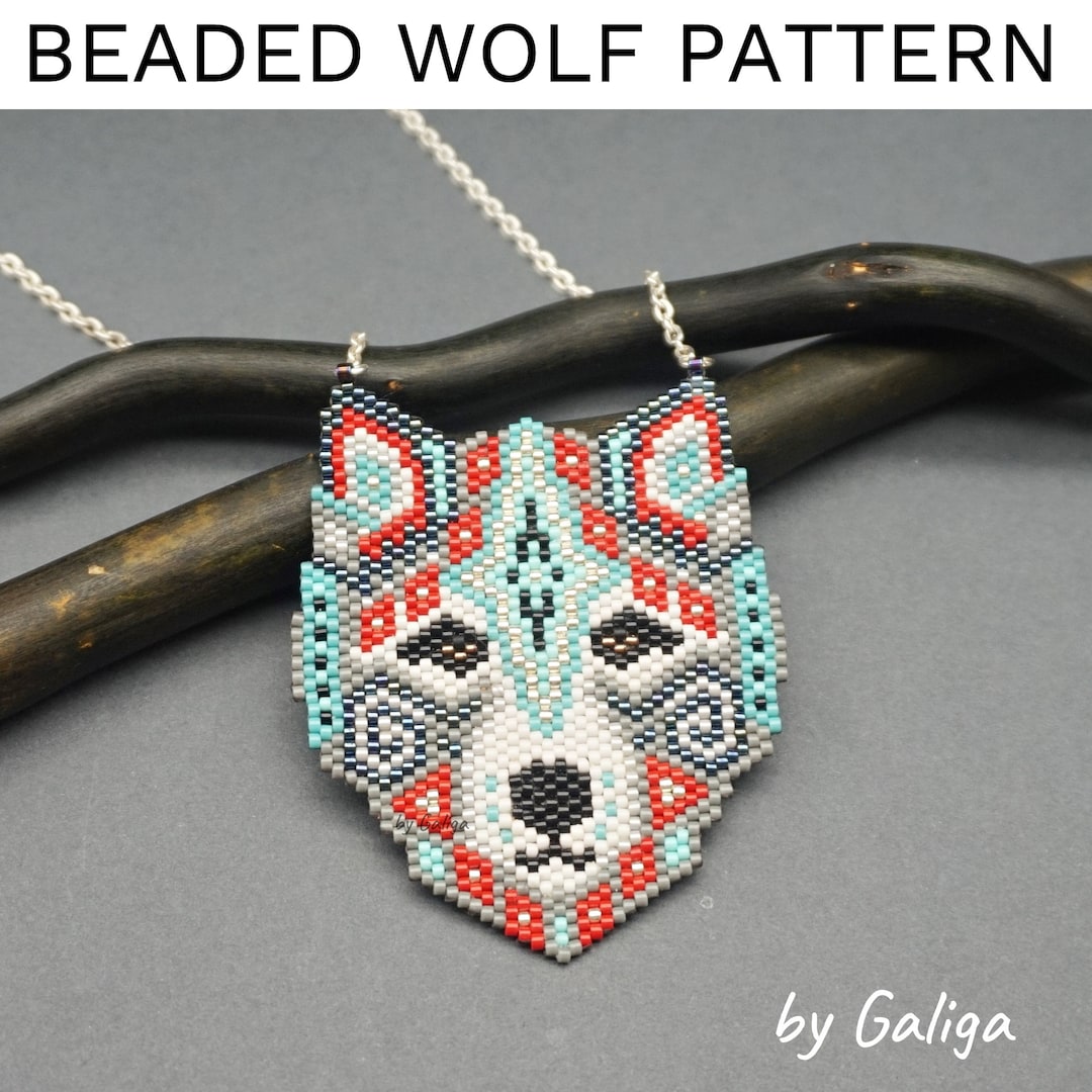 Wolf Bead Pattern Design Beaded Pendant DIY Brooch Delica Seed Bead Hair Accessory Patterns for ...