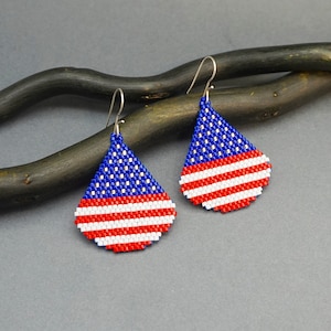 Bead Earrings Patterns Set American Flag Beaded Earrings I - Etsy