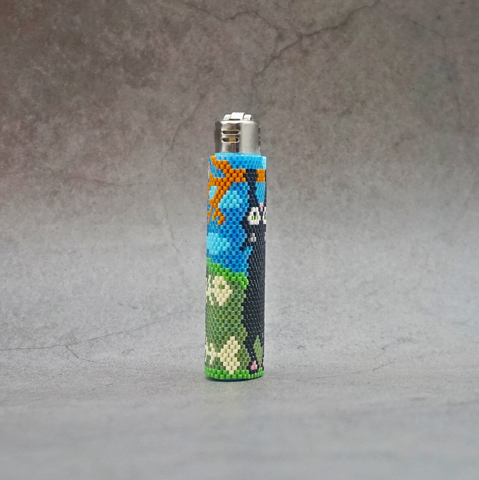 Cat Lighter Pattern Funny Cat Beaded Lighter Cover Design Beading ...