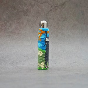 Cat Lighter Pattern Funny Cat Beaded Lighter Cover Design Beading ...